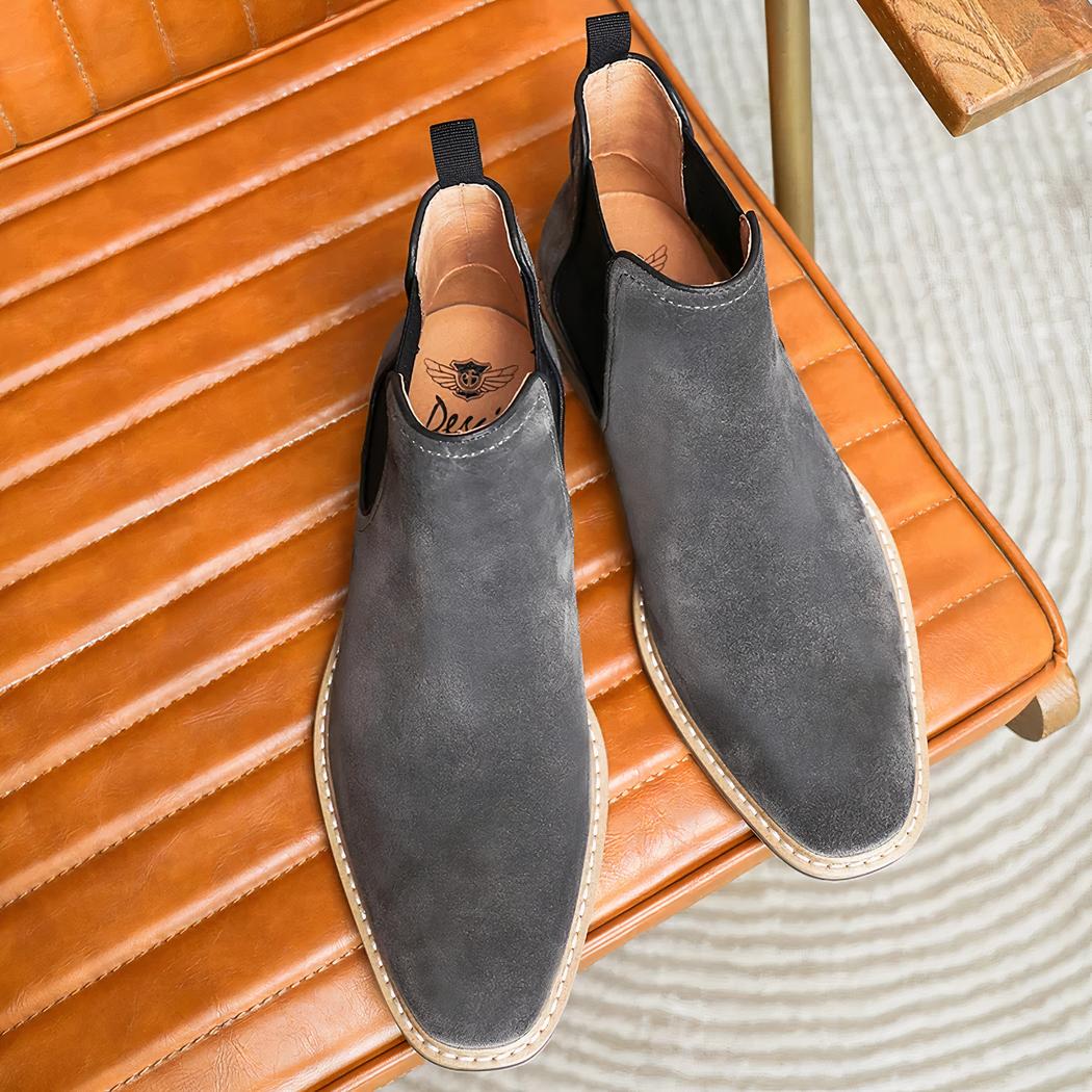 Bottine homme grise et chic effet daim • La botterie